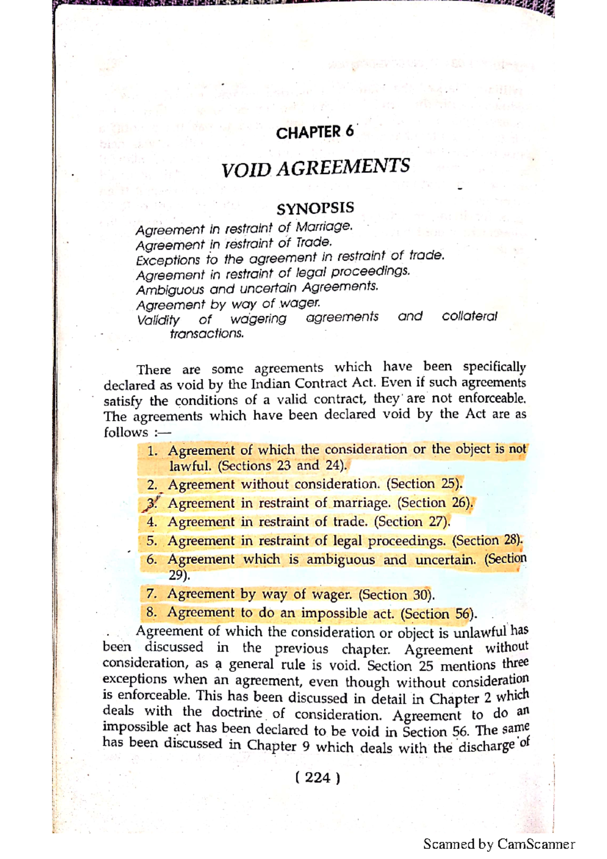 LAW OF Contract Chapter 6 VOID Agreement - Law of Contract I - Studocu