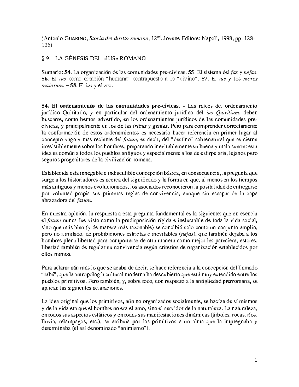 LA Génesis DEL IUS Romano LEC1 - (Antonio GUARINO, Storia del diritto ...