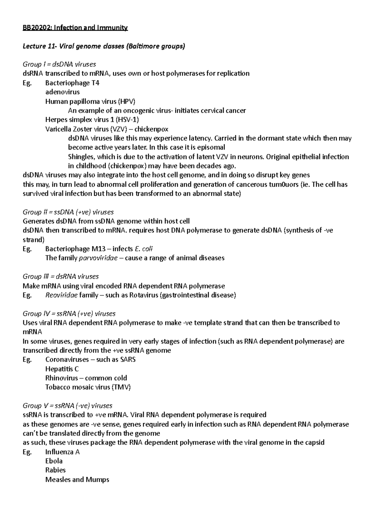 BB20202- Viral genome classes (Baltimore groups) - BB20202: Infection ...