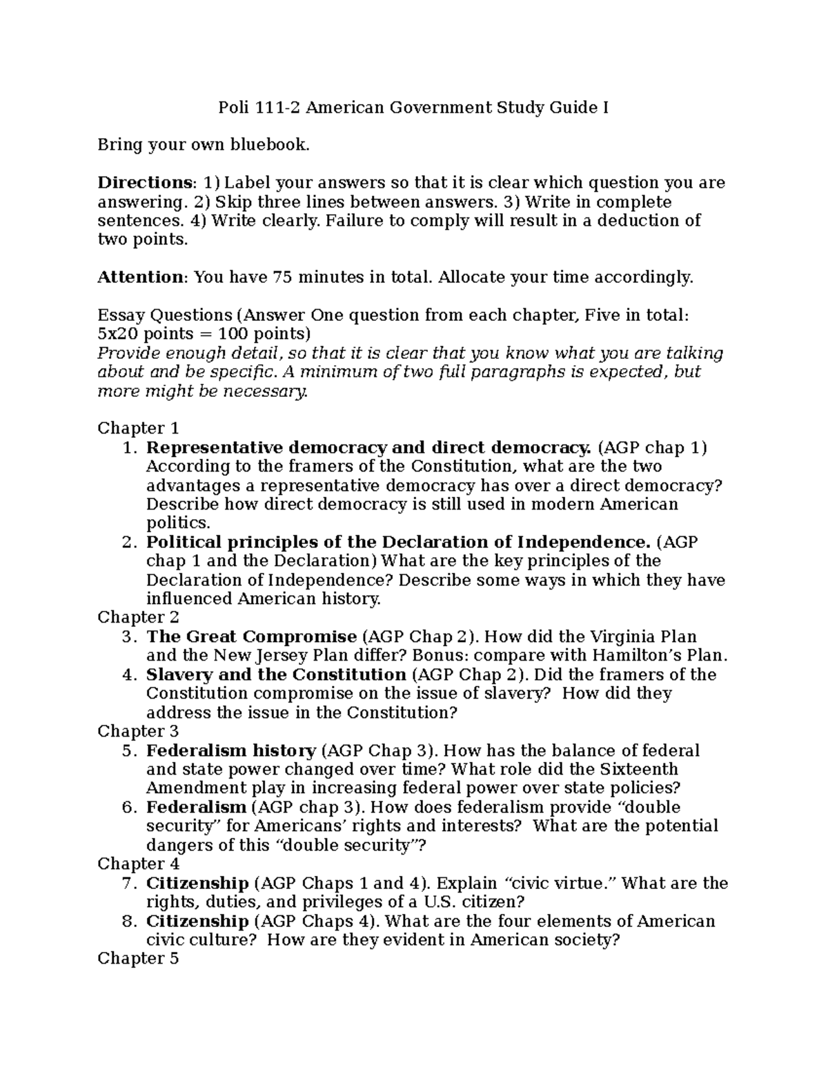 Poli 1-5 Study Guide - Poli 111-2 American Government Study Guide I ...