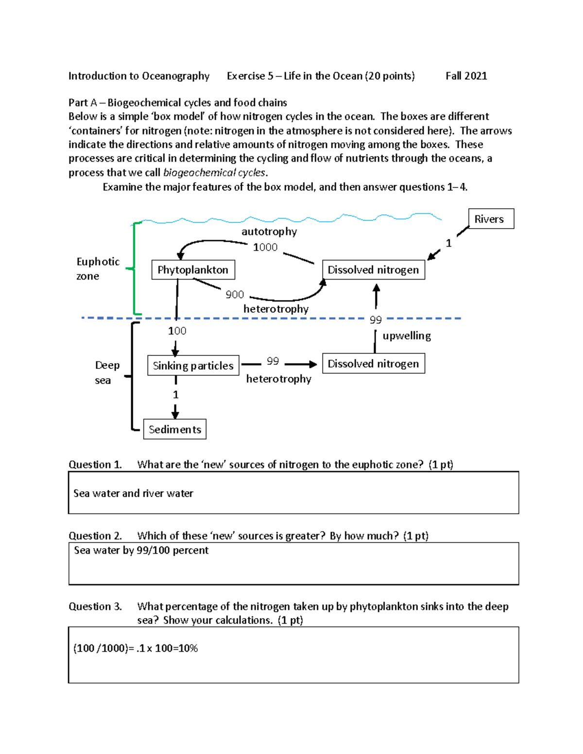 Exercise 5 Life in the Ocean - Introduction to Oceanography Exercise 5 ...