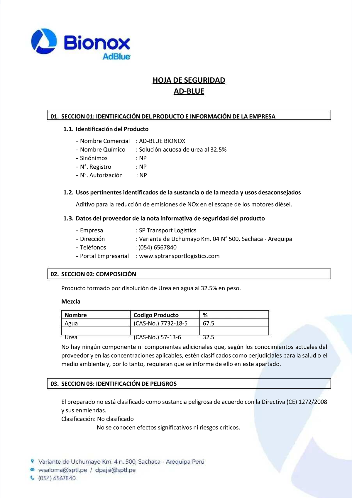 Bionox - Adblue - HOJA DE SEGURIDADHOJA DE SEGURIDAD AD-BLUEAD-BLUE 01 ...