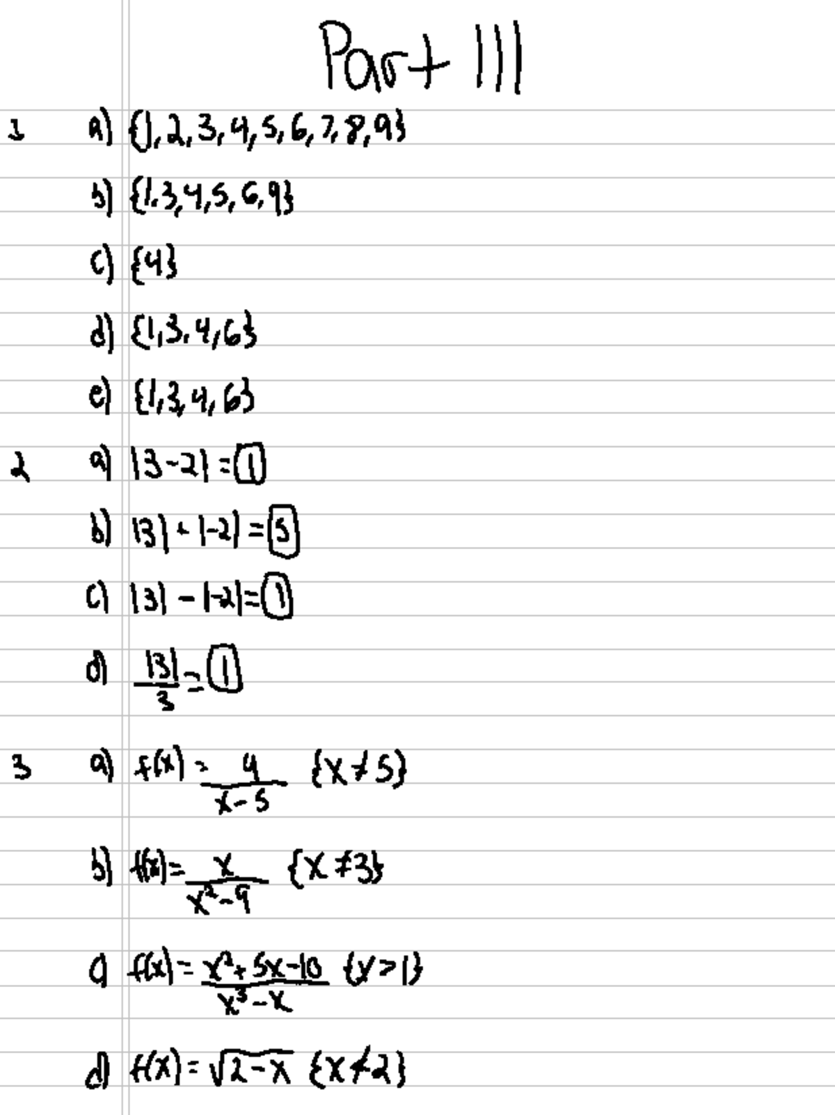 Summer Packet - Part I R) b) c) d) e) 2 a) b) S C) d) 1312 3 3 a) f(x ...