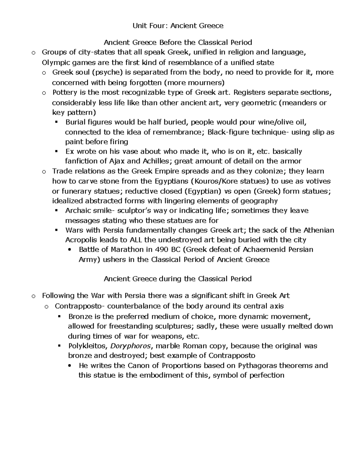 Unit Four Notes - Unit Four: Ancient Greece Ancient Greece Before the ...