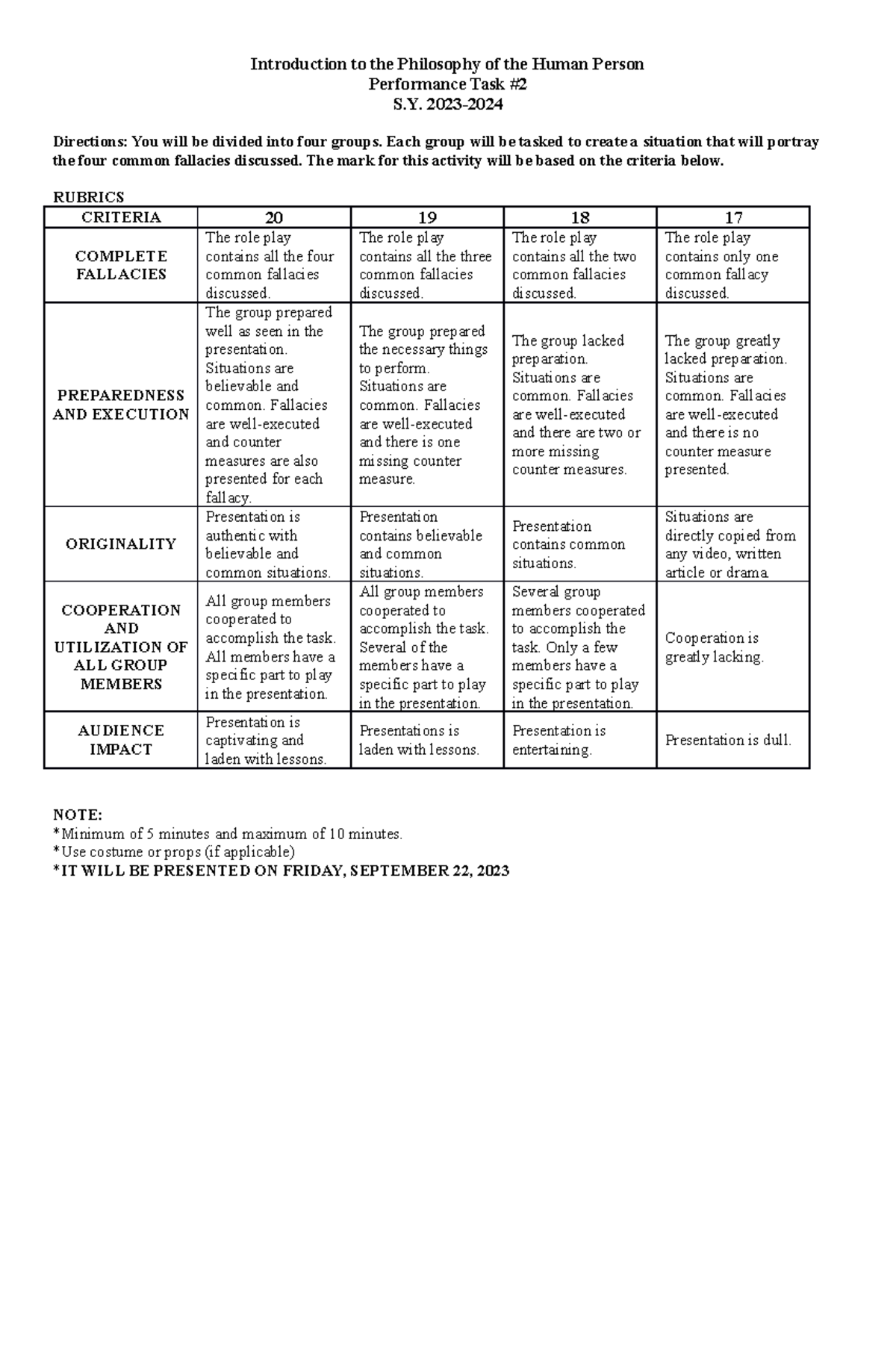 PT#2 - Assessment - Introduction to the Philosophy of the Human Person ...