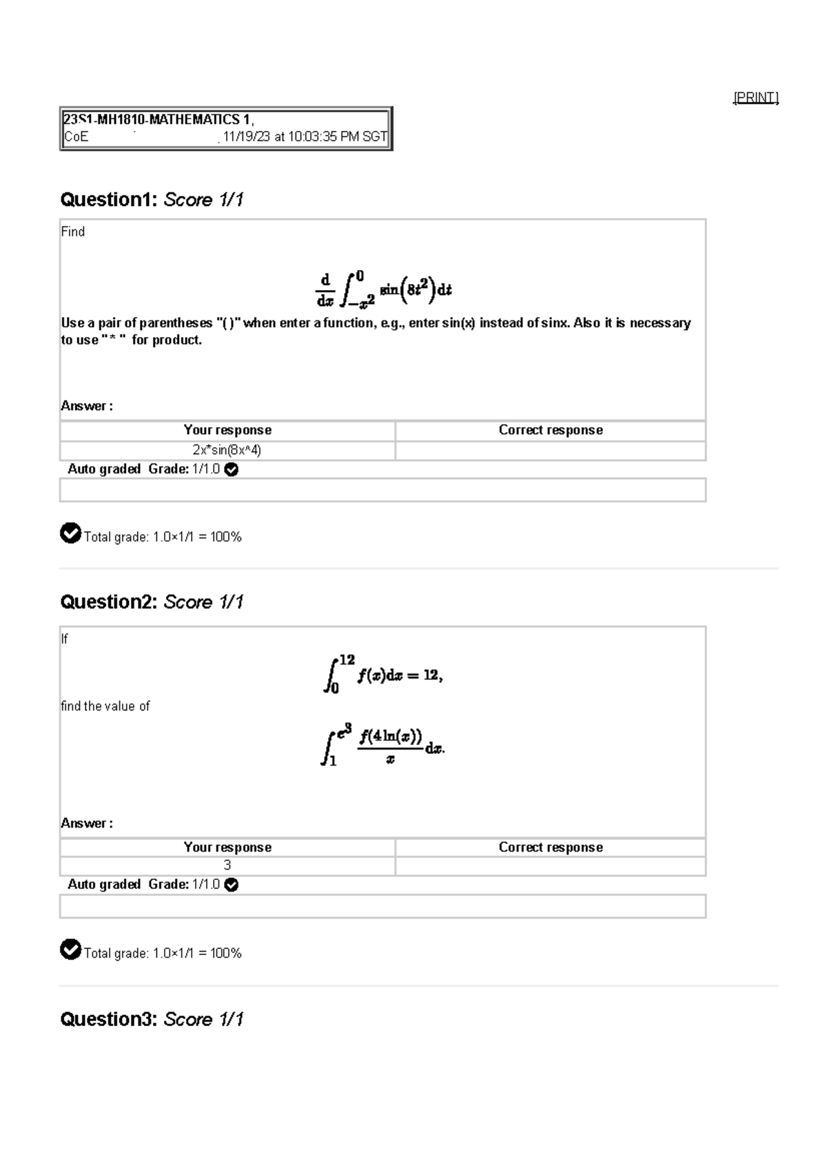 Integration assignment - [PRINT] 23S1-MH1810-MATHEMATICS 1, CoE ABIGAIL TAN QI WEN, 11/19/23 at ...