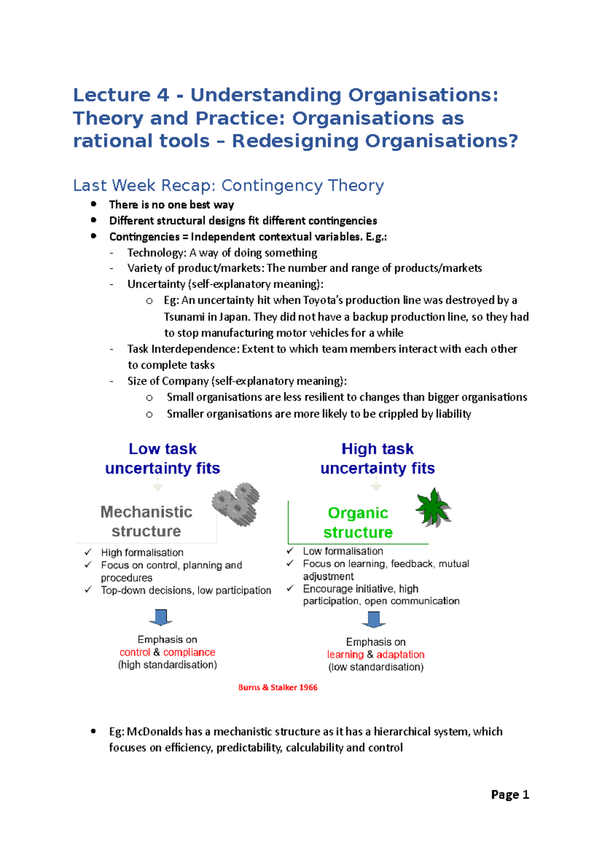Lecture 4 - Understanding Organisations Theory and Practice - E ...