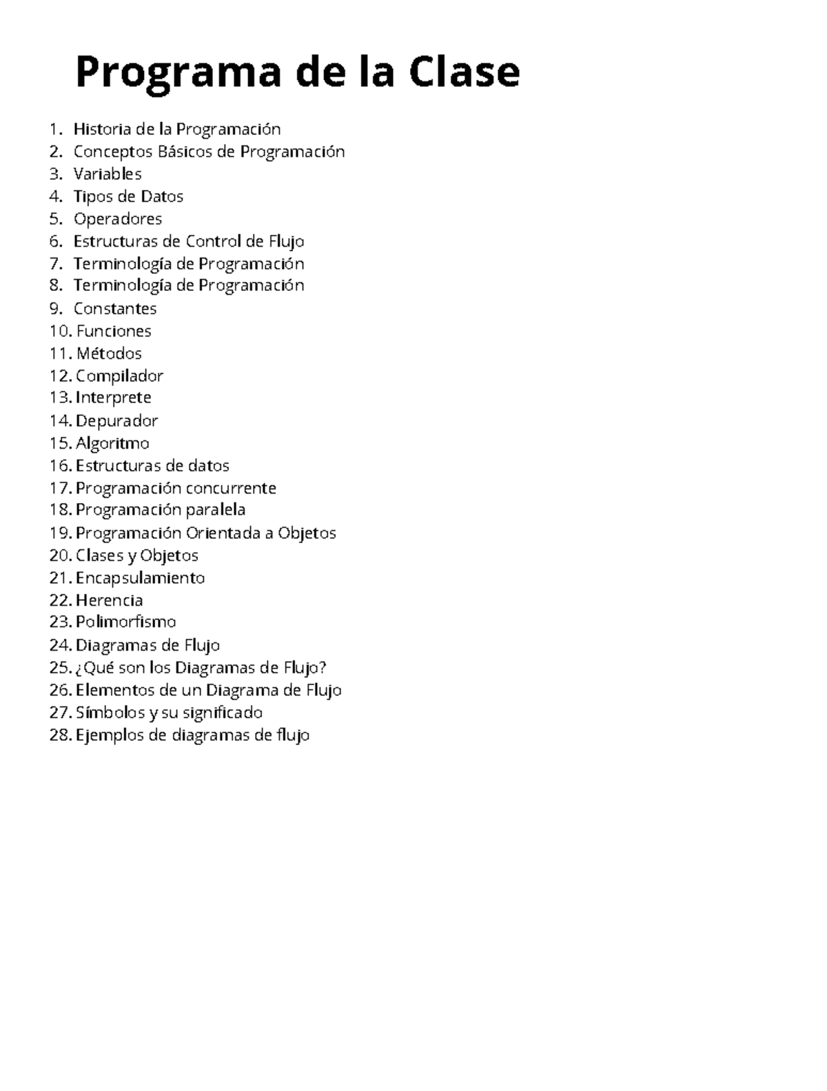 Programa de la Clase - Apuntes - Programa de la Clase Historia de la ...