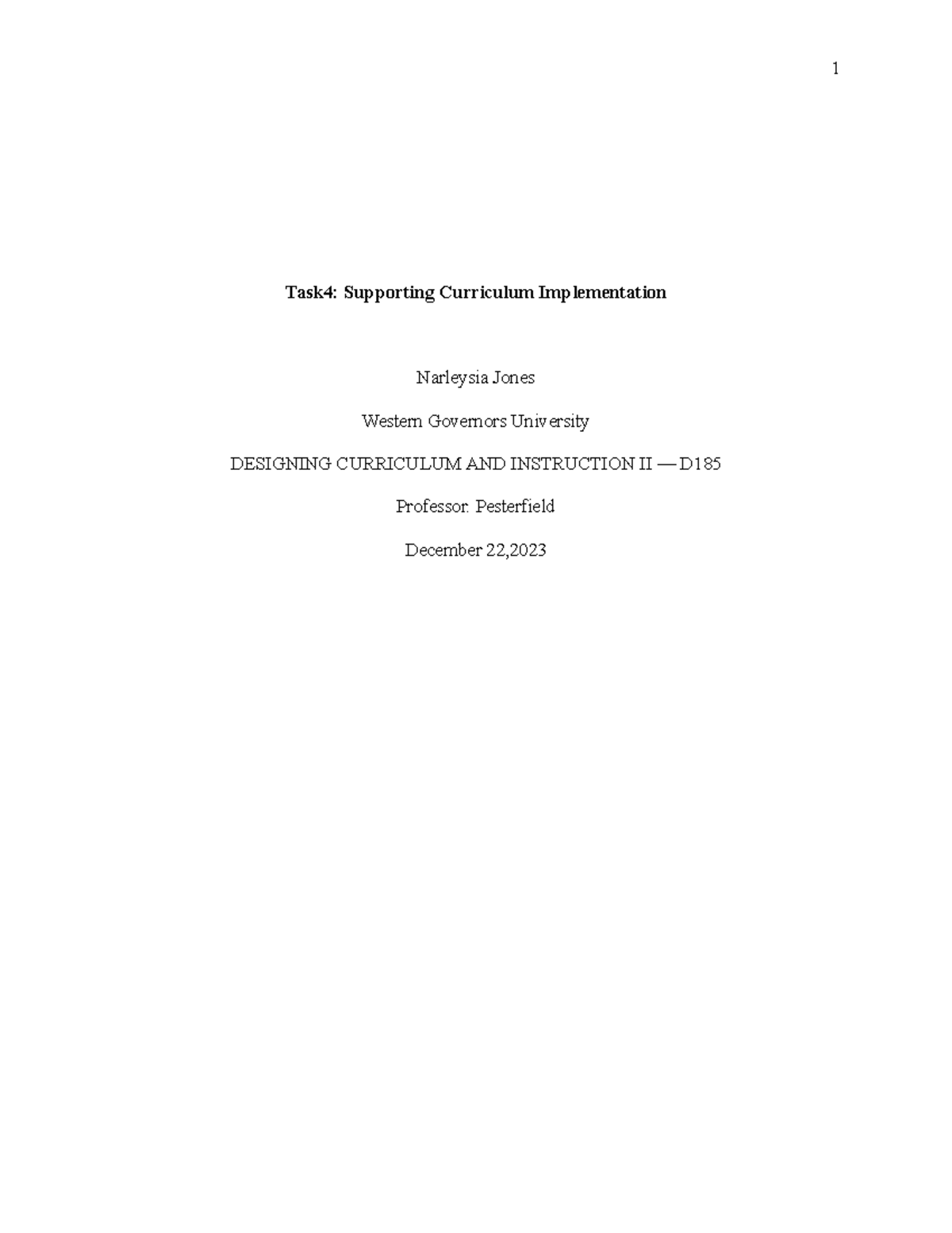 TASK4 Implementing Curriculum - Task4: Supporting Curriculum ...