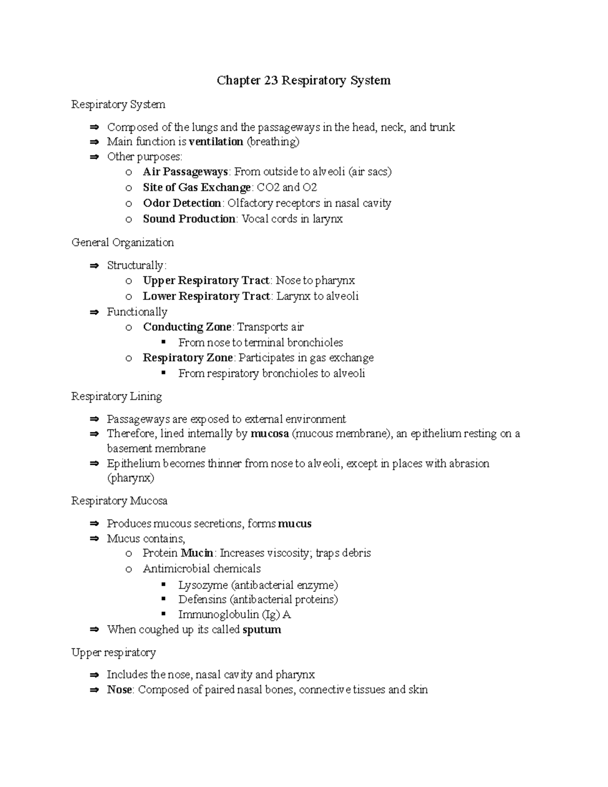 Chapter 23 Respiratory System - Chapter 23 Respiratory System ...