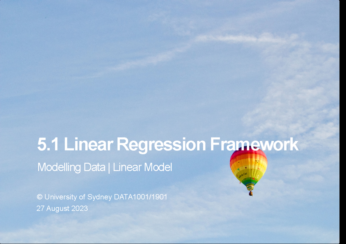 5.1Linear Regression Framework - 5 Linear Regression Framework Modelling Data | Linear Model ...