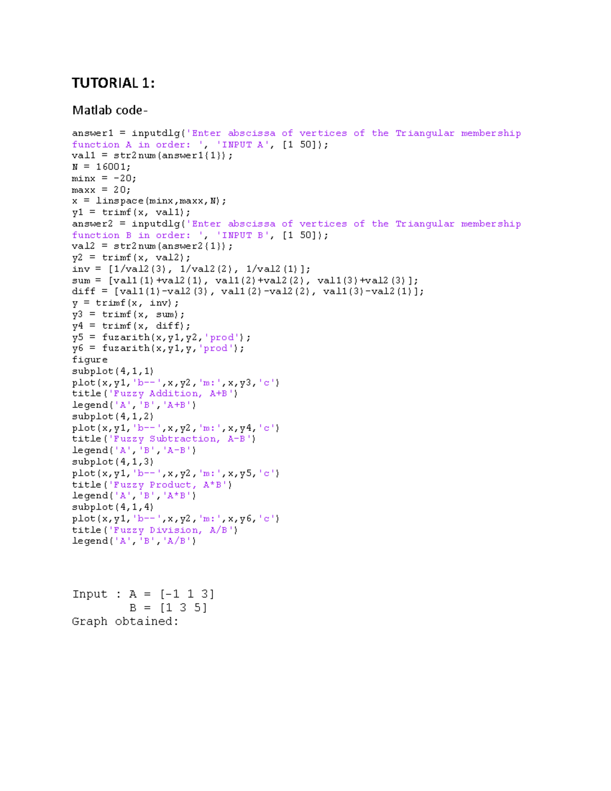 Spring 2019 Tutorials Practice Tutorial Shared By Professor Tutorial 1 Matlab Code Answer1