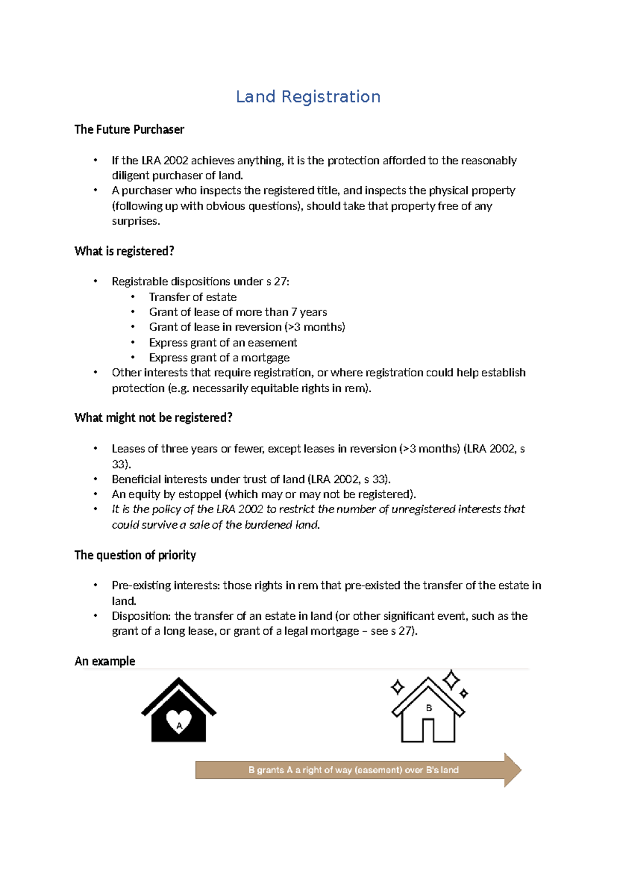 Land Registration - Notes from the powerpoint - Land Registration The ...