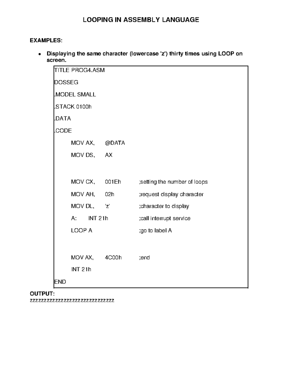 CCS312-18 LAB - This is all about Looping Assembly Language and its ...