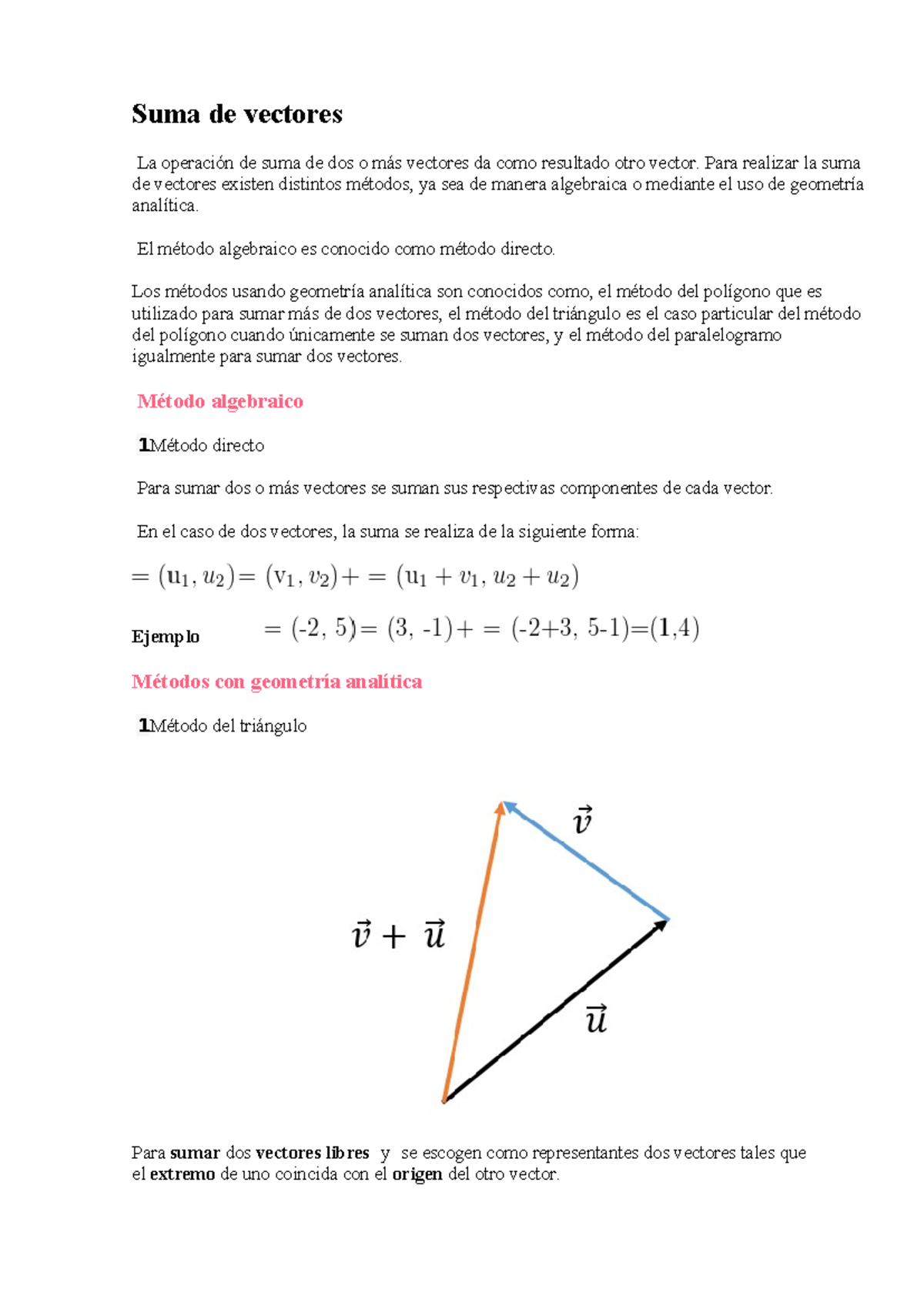 Operaciones CON Vectores - Suma de vectores La operación de suma de dos ...
