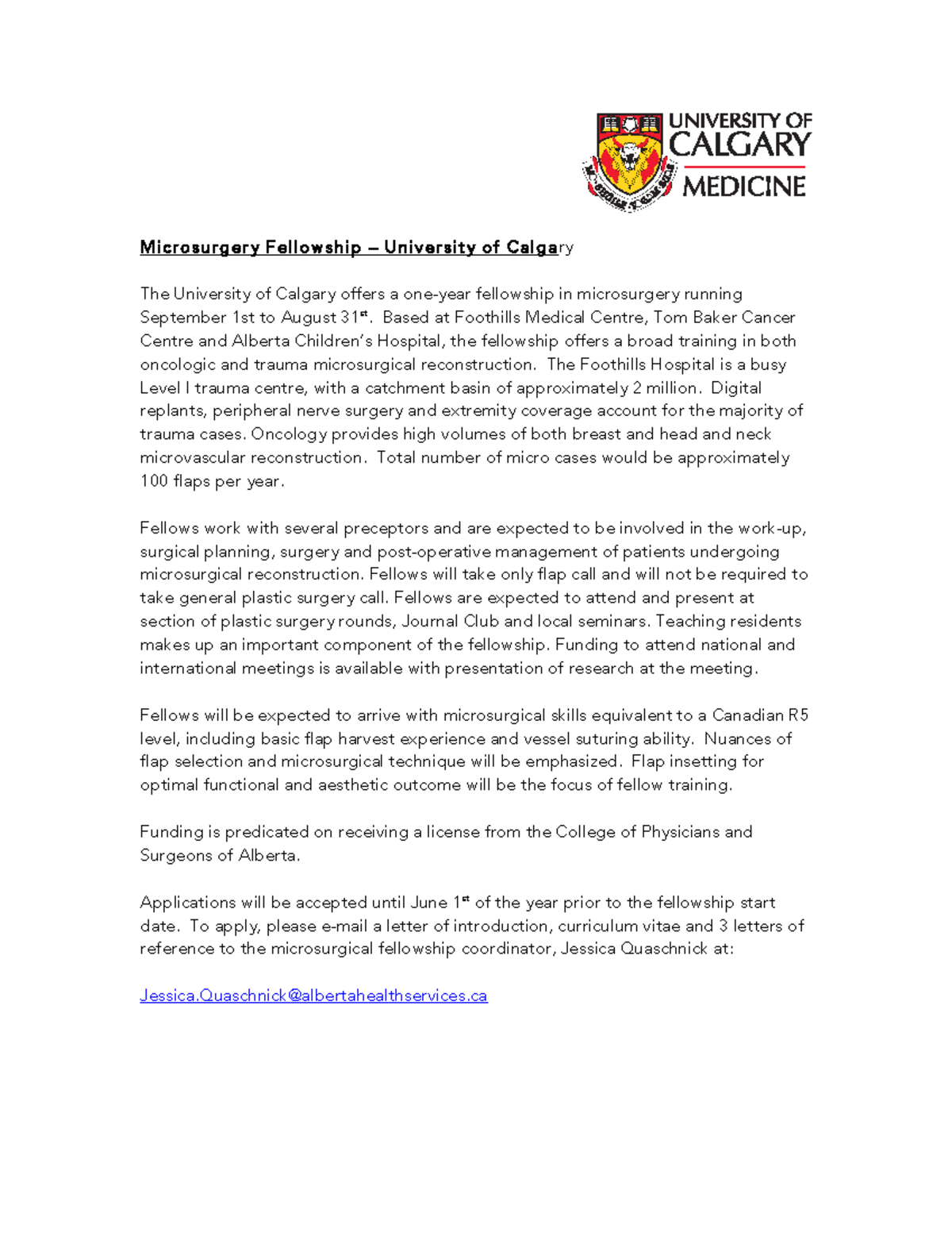 Calgary Microsurgery Sept 2016 - M icrosurgery Fellowship – University ...