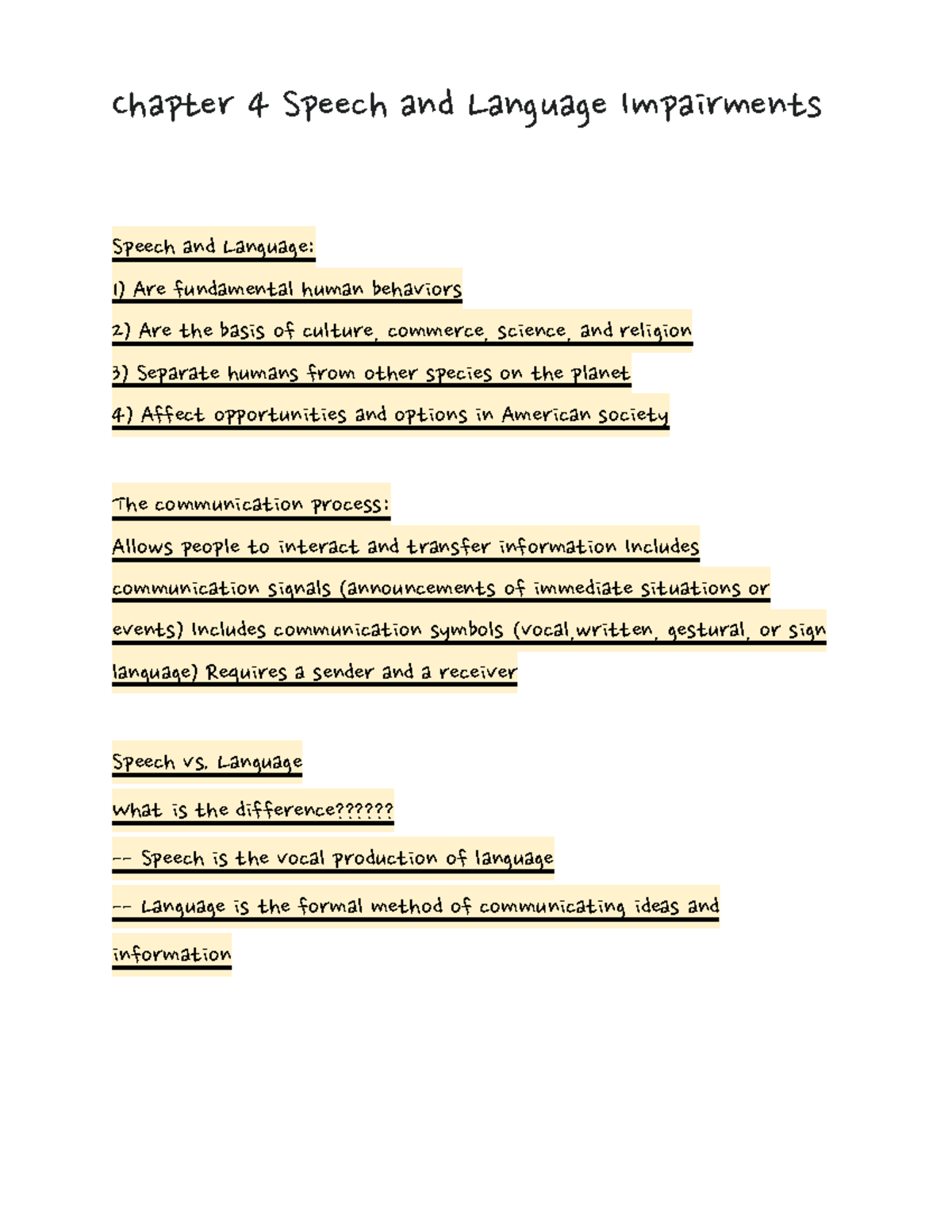 Chapter 4 Speech and Language Impairments - Speech and Language: 1) Are ...