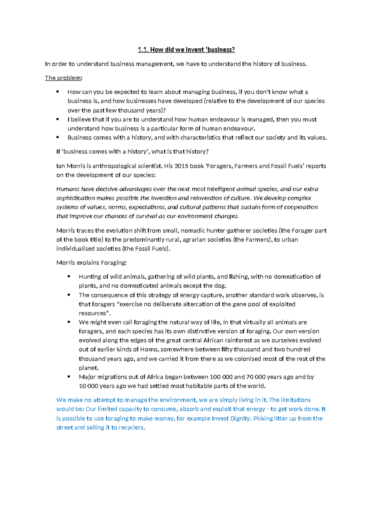 When and how did we invent the idea of business - 1. How did we invent ...