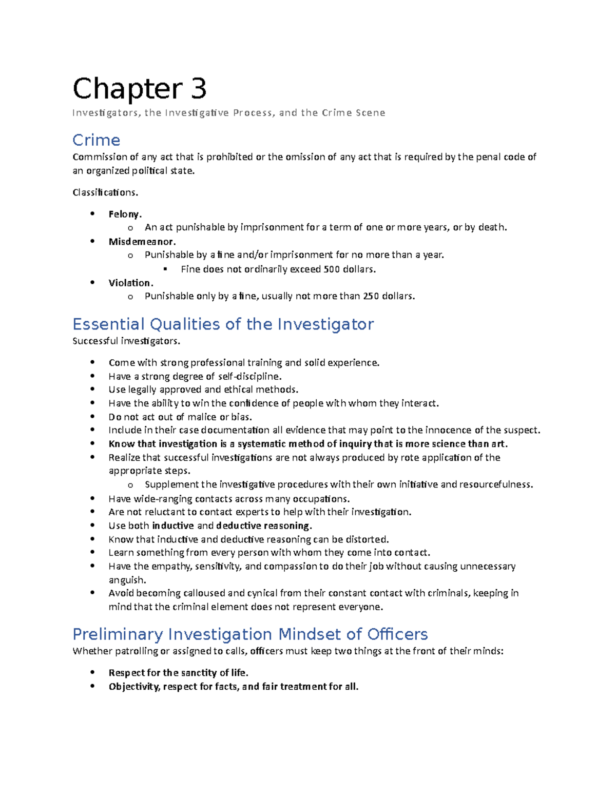 Chapter 3 - Investigators, the Investigative Process, and the Crime ...