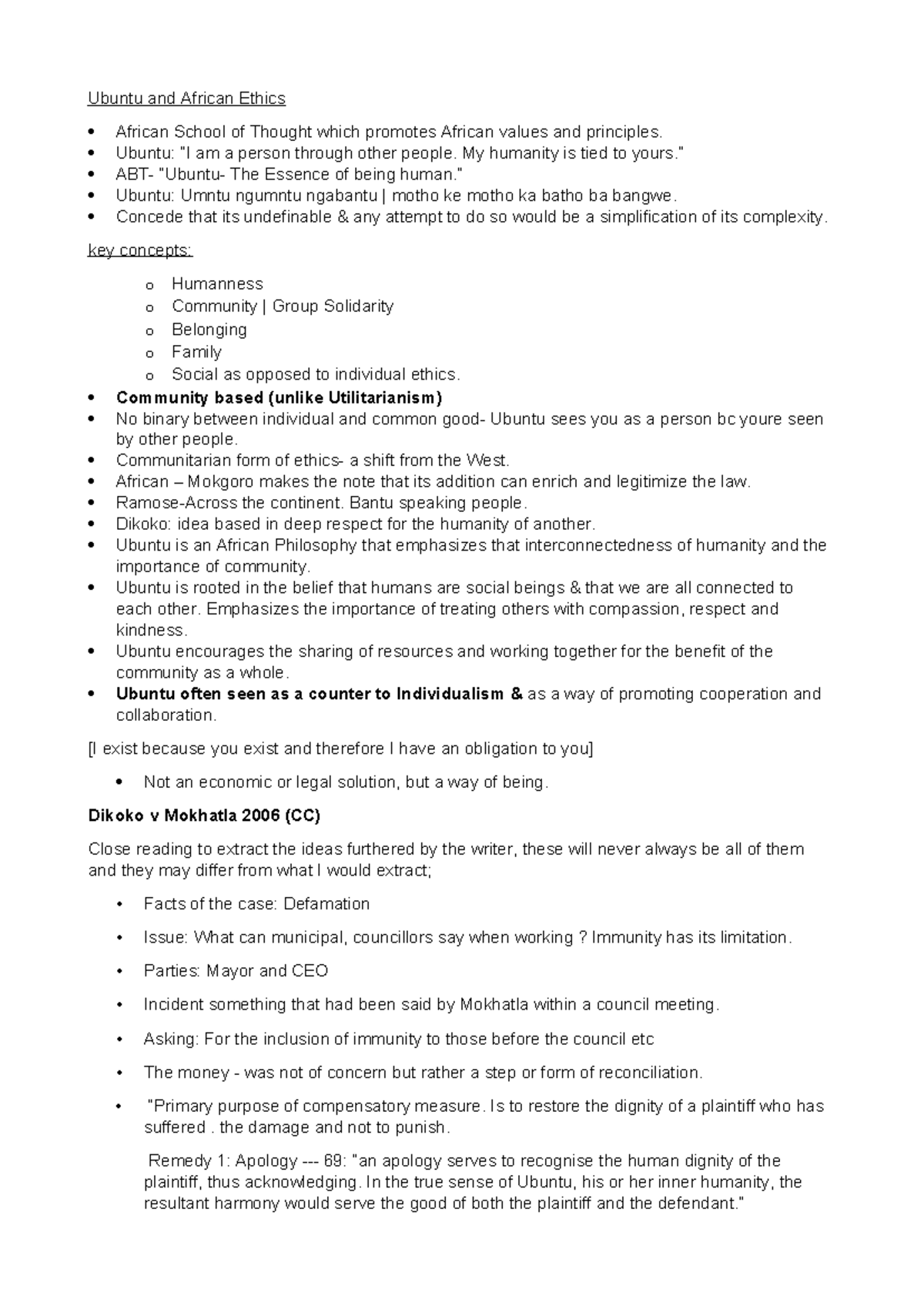 Week 5- Ubuntu - Ubuntu and African Ethics African School of Thought ...
