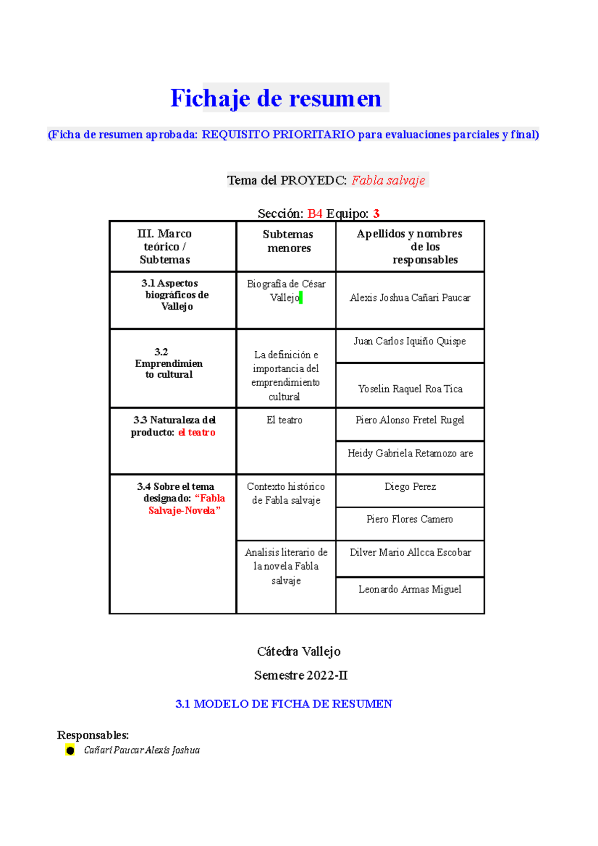 Modelo de la ficha de resumen 2022-II grupo 2 Biografia - Fichaje de ...
