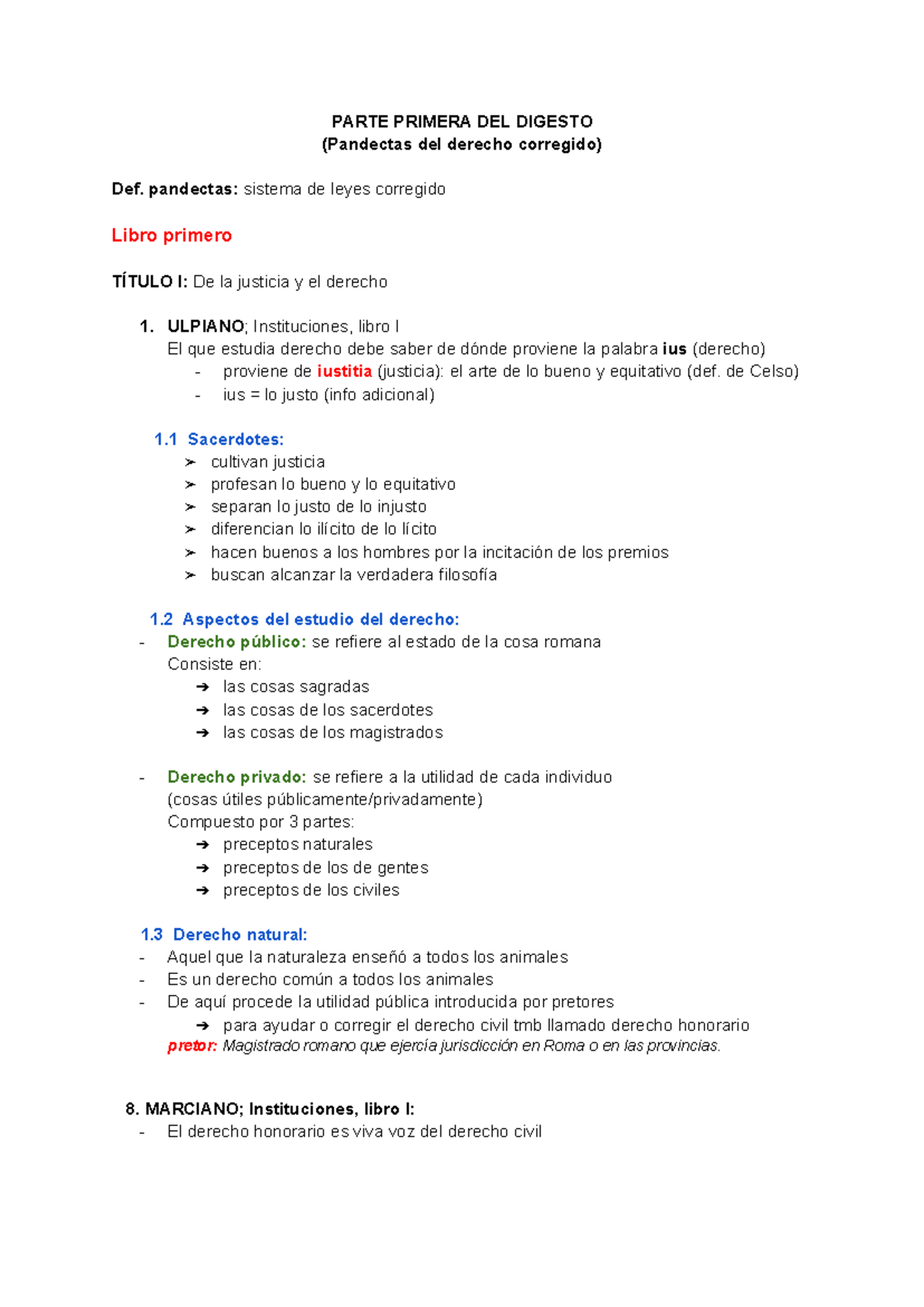 Apuntes del Digesto - PARTE PRIMERA DEL DIGESTO (Pandectas del derecho ...