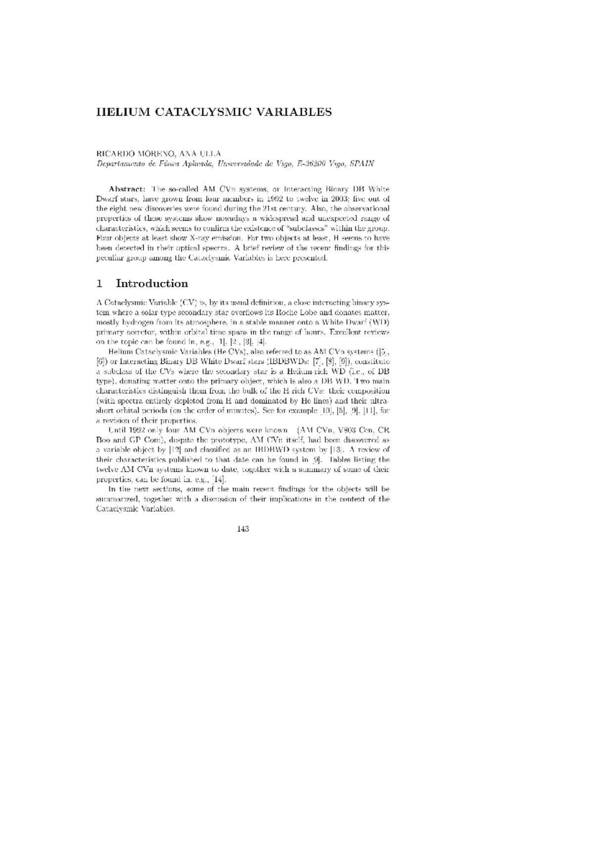 Lectures - 9 Helium Cataclysmic Variables - Astronomy - Studocu