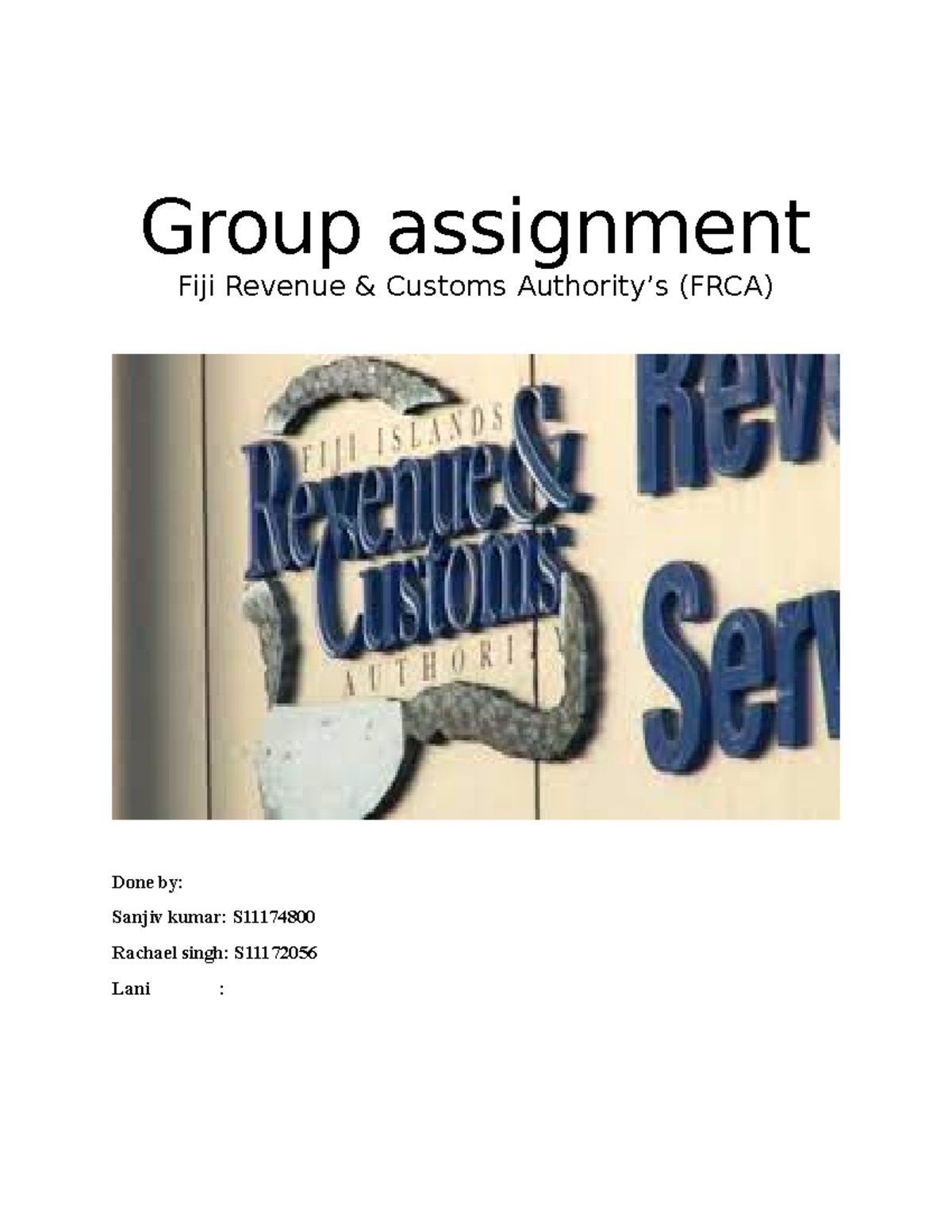 313 assignment verison - Group assignment Fiji Revenue & Customs ...
