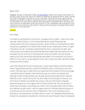 Topic 1 assignment elm 250 - Amber Daugherty Kelli Moore ELM 250 ...