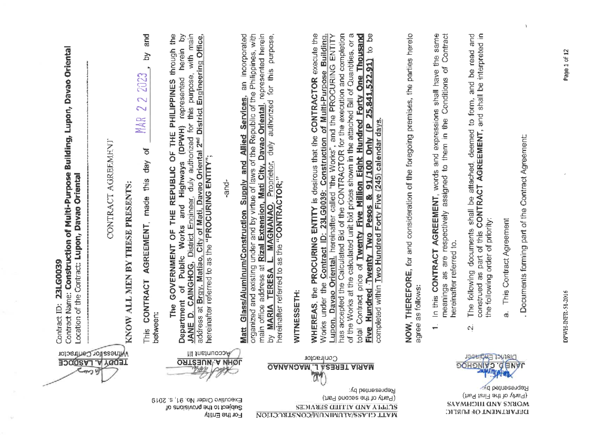 23lg0039-contract-agreement - BS Civil Engineering - Studocu