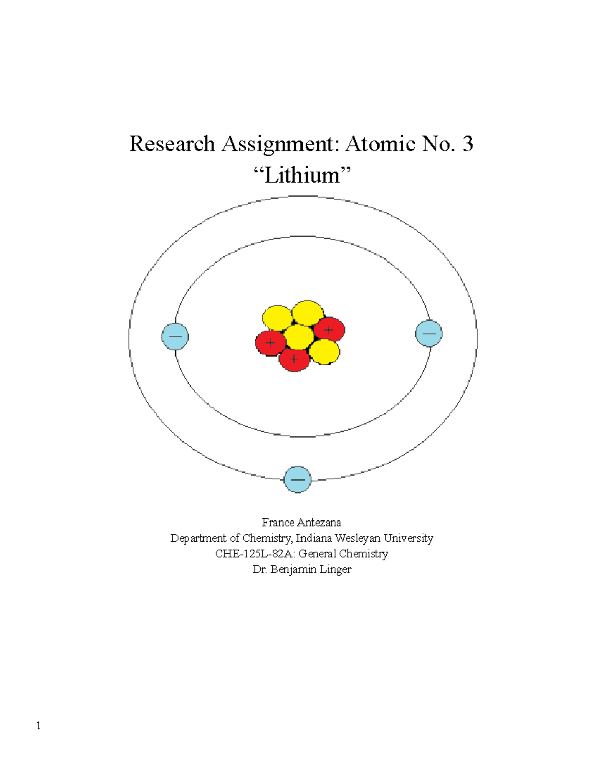 Research Assignment Chemistry - Research Assignment: Atomic No. 3 ...