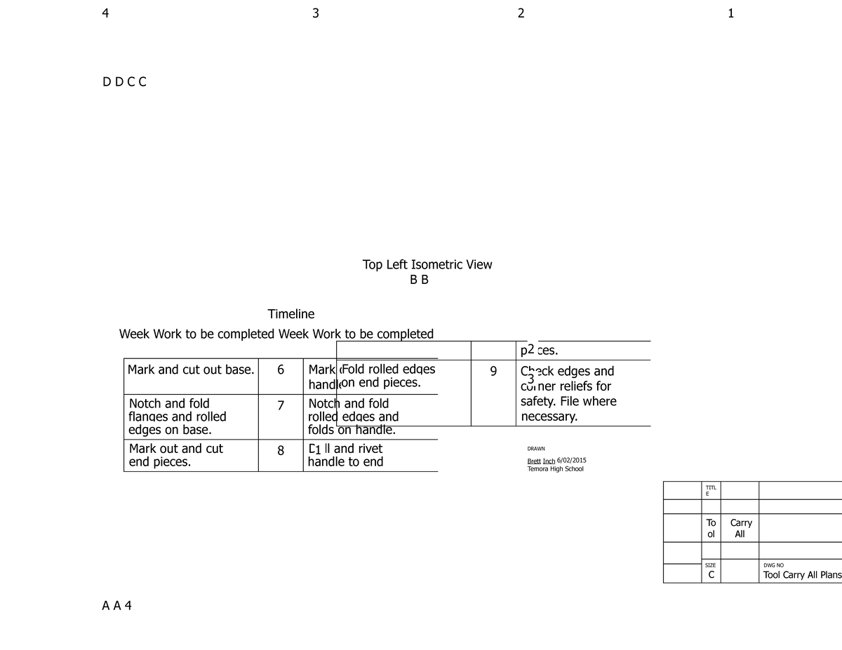 Tool Carry All Plans - 4ee - D D C C Top Left Isometric View B B ...