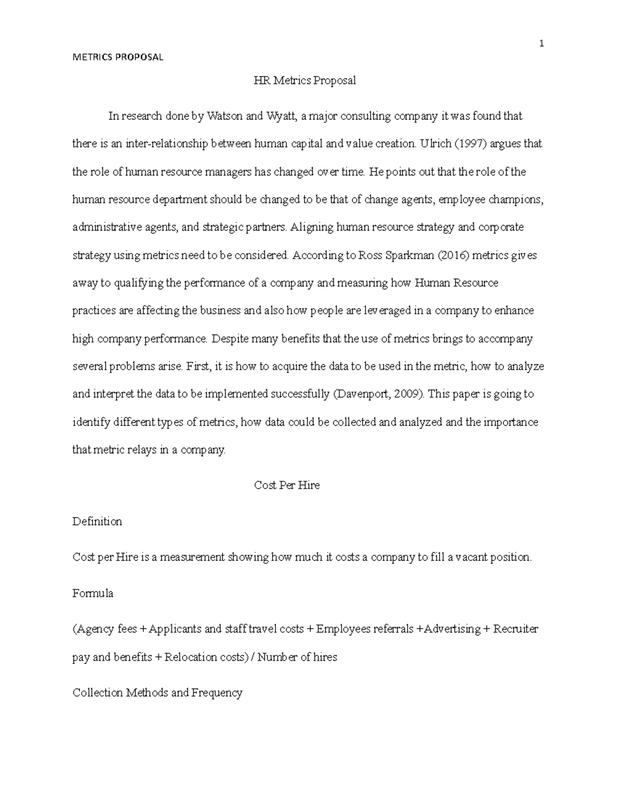 HR Metrics Proposal.edited 2 - METRICS PROPOSAL HR Metrics Proposal In ...