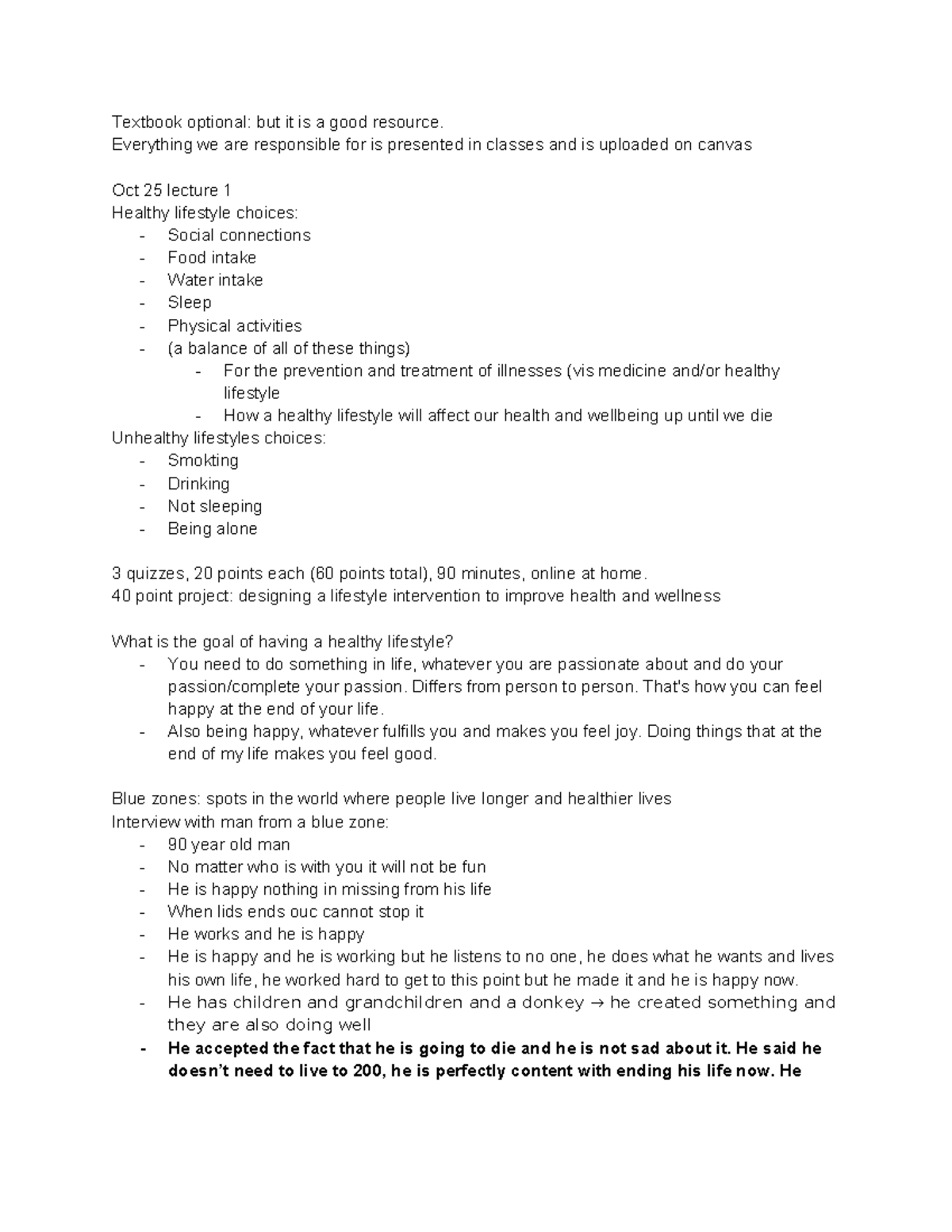 Healthy Lifestyle Notes - Textbook optional: but it is a good resource ...
