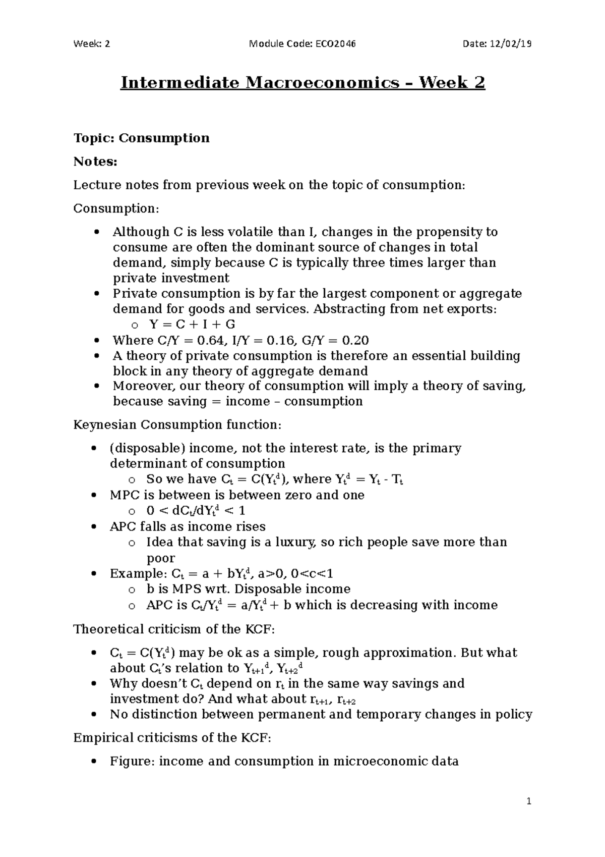 Intermediate Macroeconomics II - week 2 - Intermediate Macroeconomics ...