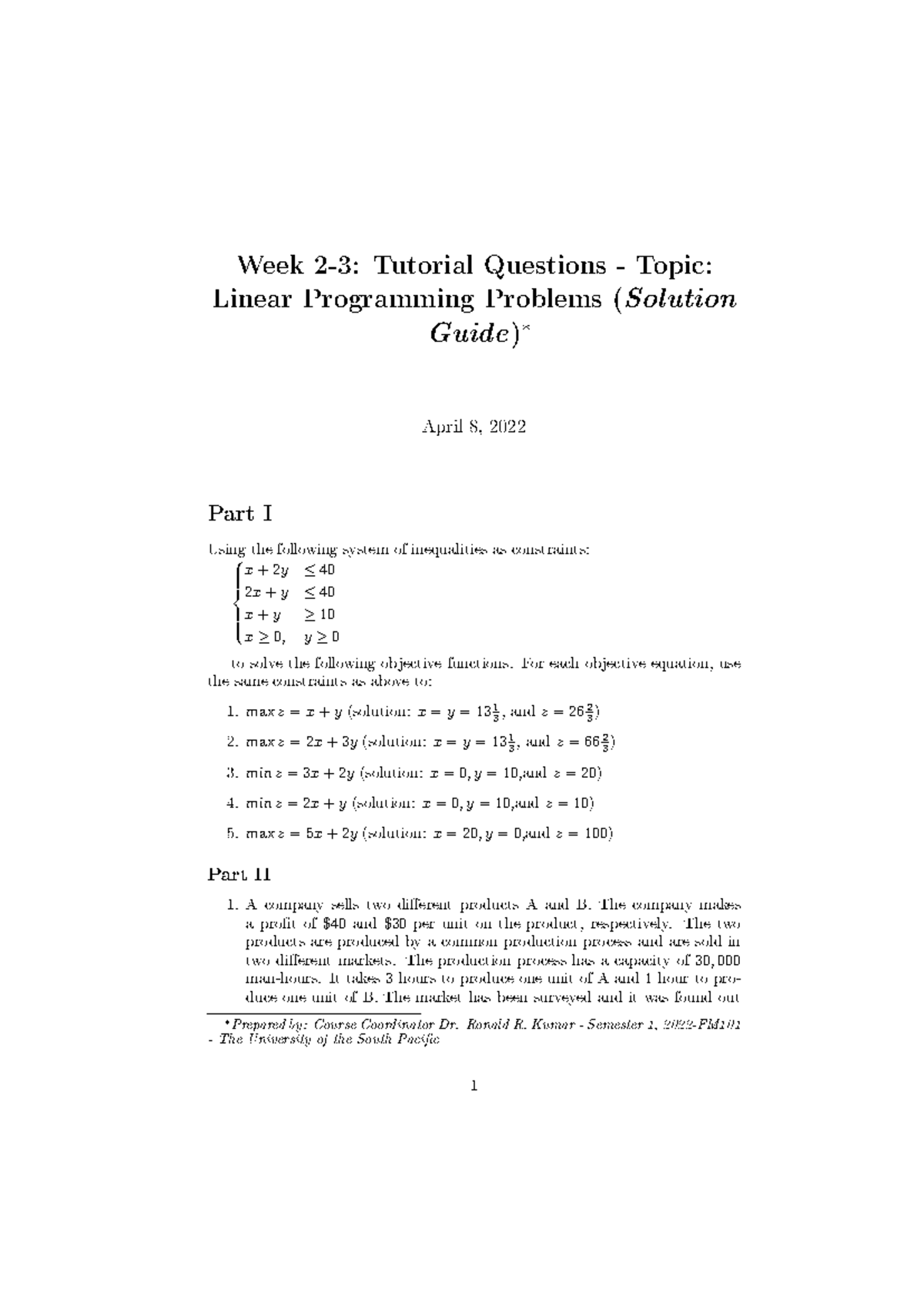 Tutorial Questions Wk2 Solution S2 2022 - Week 2-3: Tutorial Questions ...