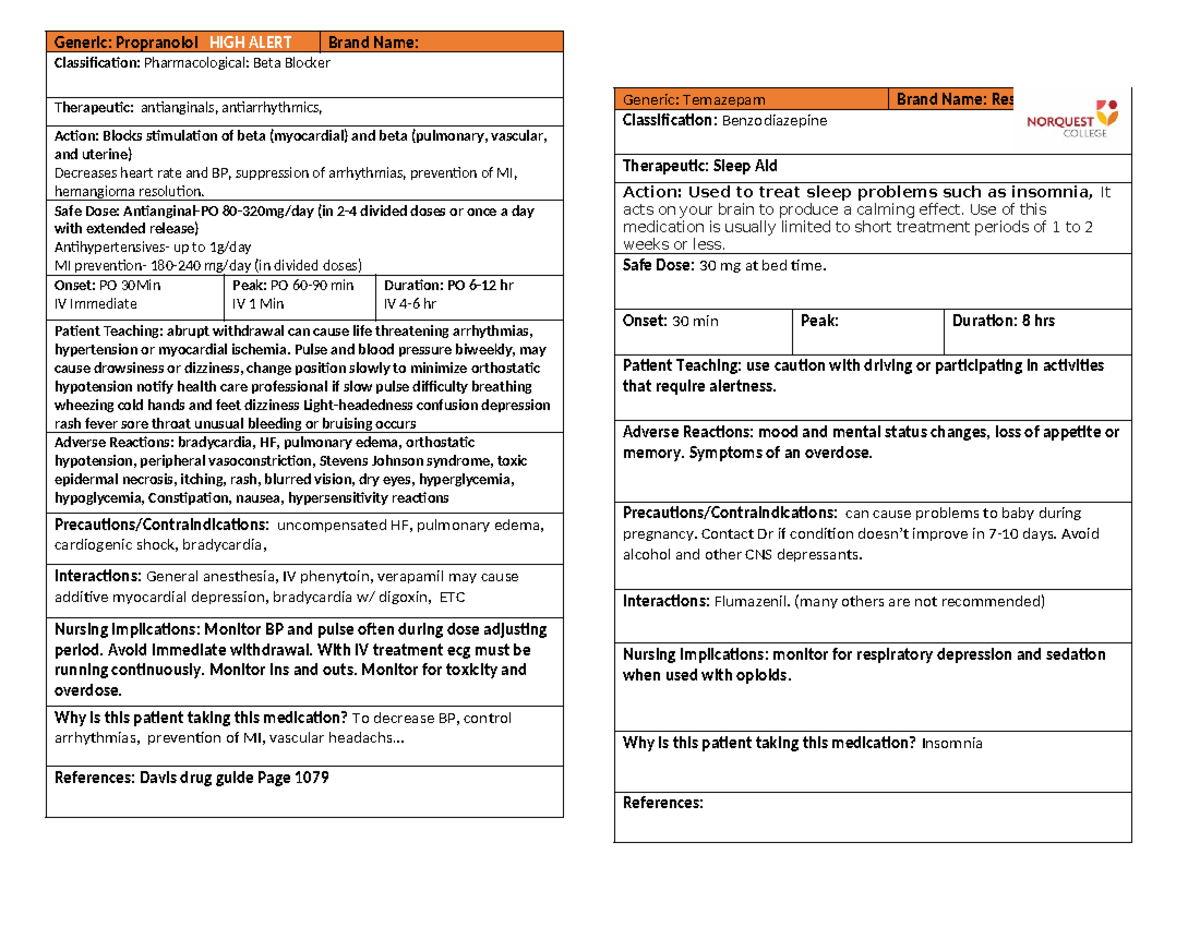 Propofol - Generic: Temazepam Brand Name: Restoril Classification ...