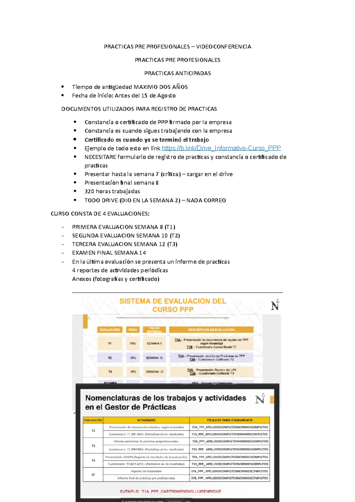 Practicas PRE Profesionales - PRACTICAS PRE PROFESIONALES – VIDEOCONFERENCIA PRACTICAS PRE - Studocu