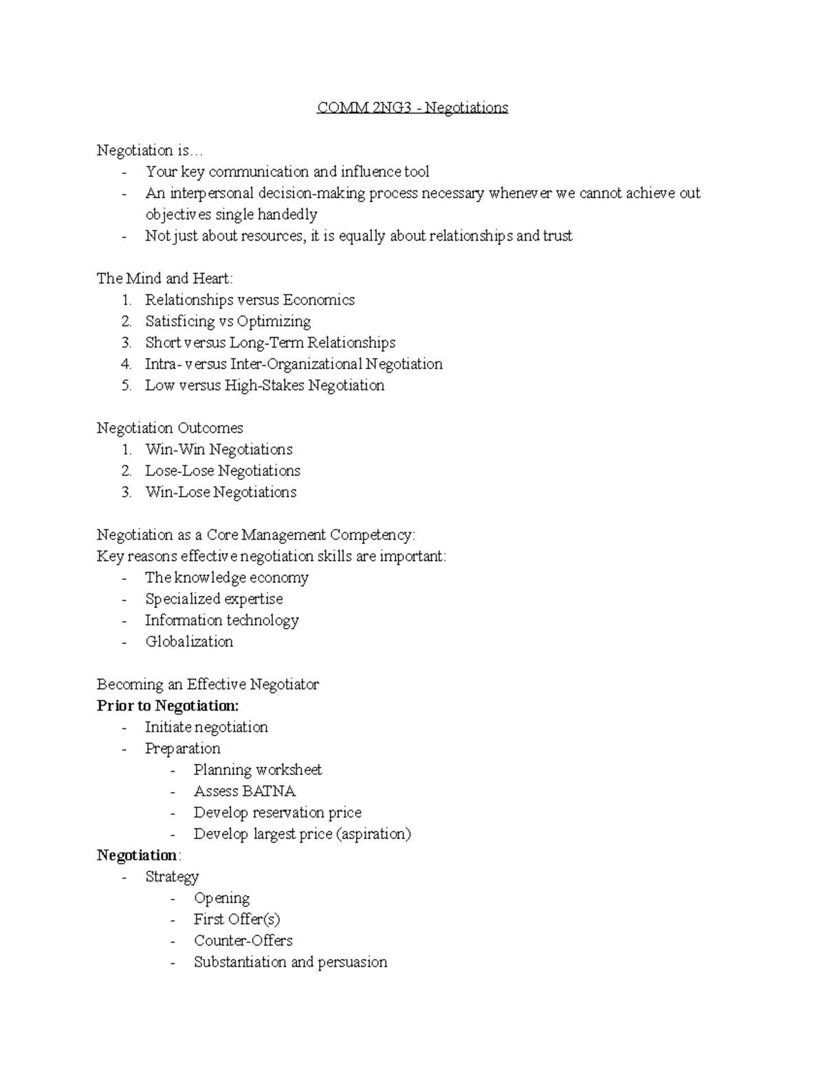 COMM 2NG3 - Negotiations - COMM 2NG3 - Negotiations Negotiation is ...