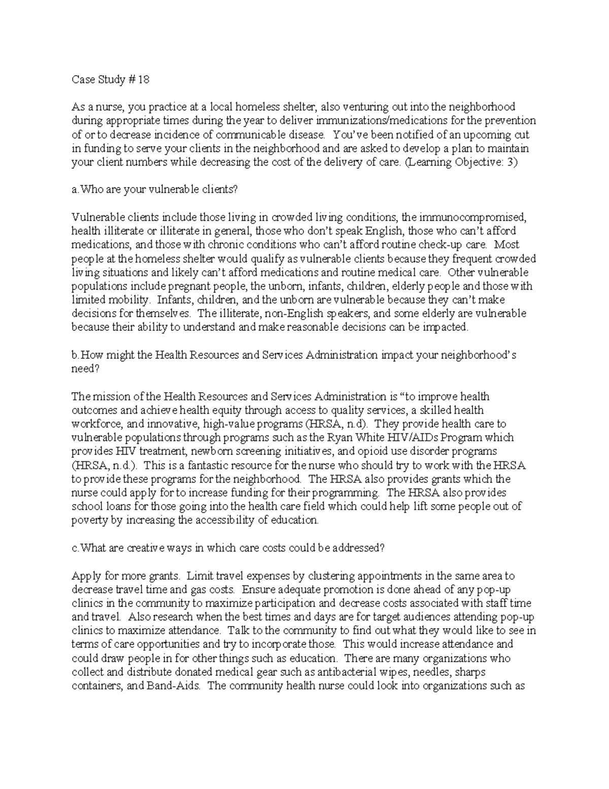 Case Study 18 NURS4200 - Case Study # 18 As a nurse, you practice at a ...