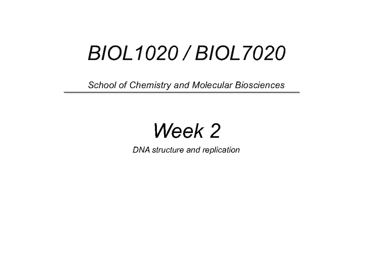 2021s2 BIOL1020 - tute 2 - BIOL1020 / BIOL School of Chemistry and ...
