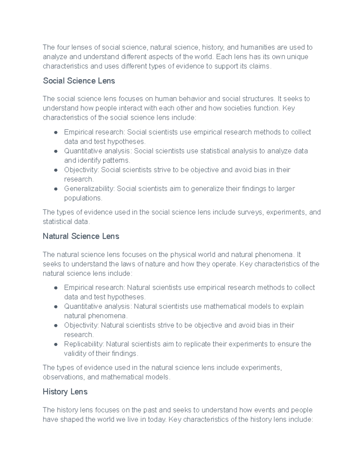 3-2 pr - short answerd - The four lenses of social science, natural ...