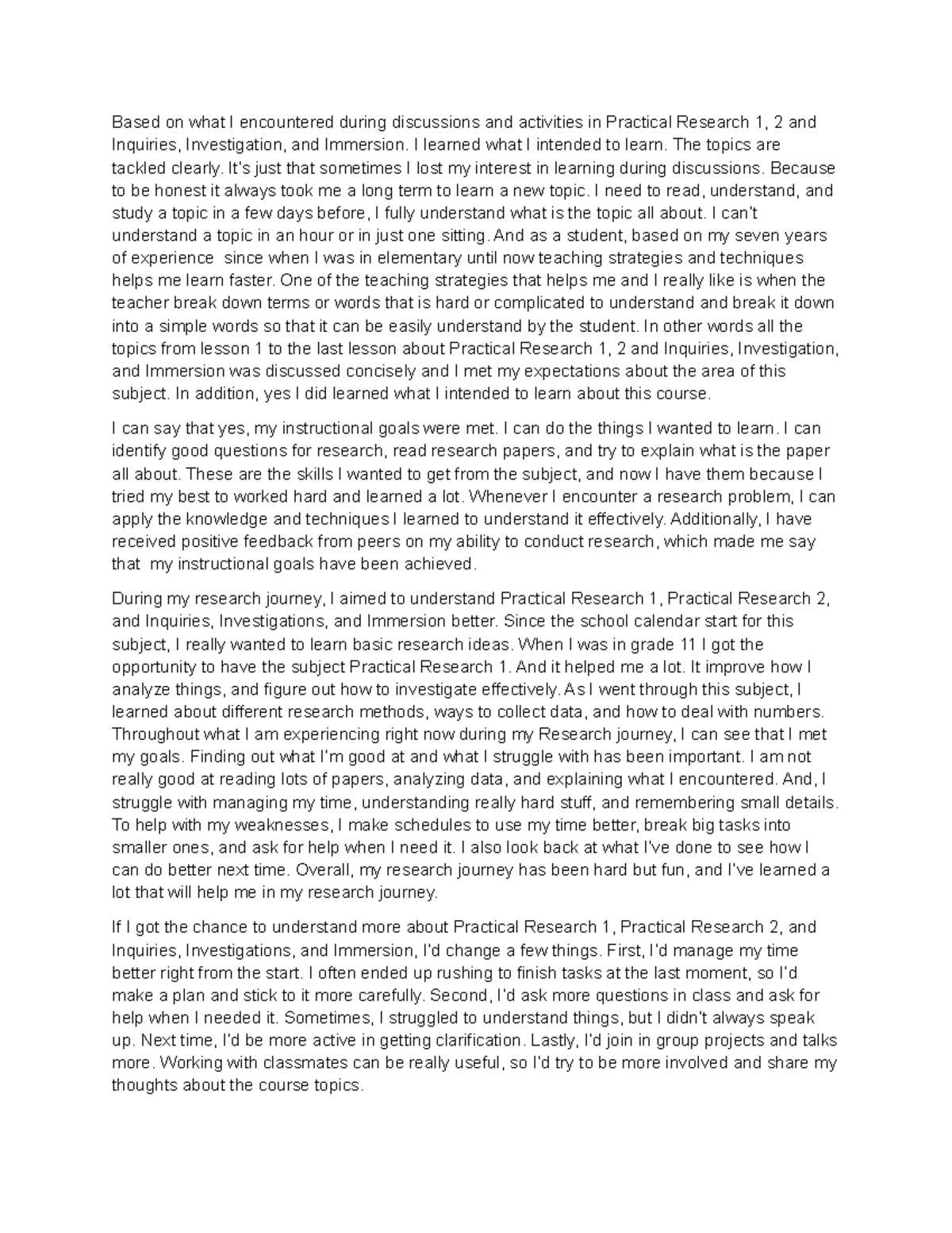 Reflection paper - Based on what I encountered during discussions and ...