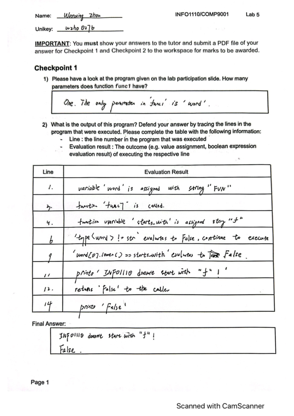 Lab5 - INFO1110 - Studocu