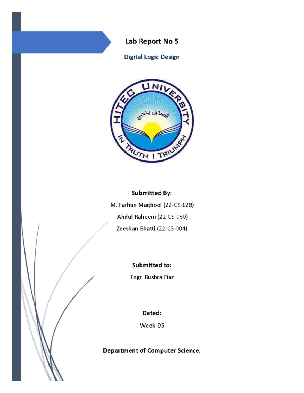 Lab Report Format Jt78yv Yvg Uygiuhih Kn Lab Report No 5 Digital