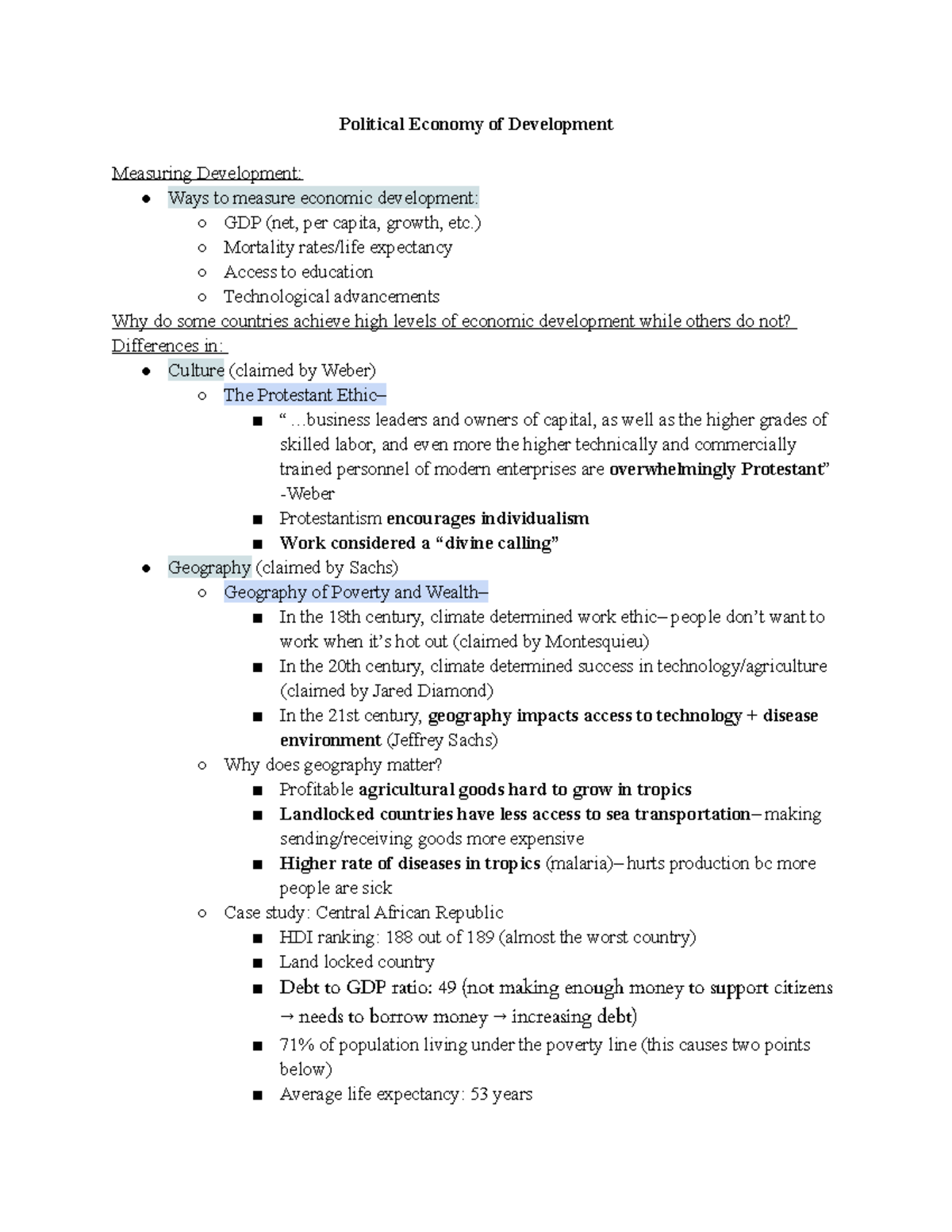 Political Economy of Development Modernization Theory - Political ...