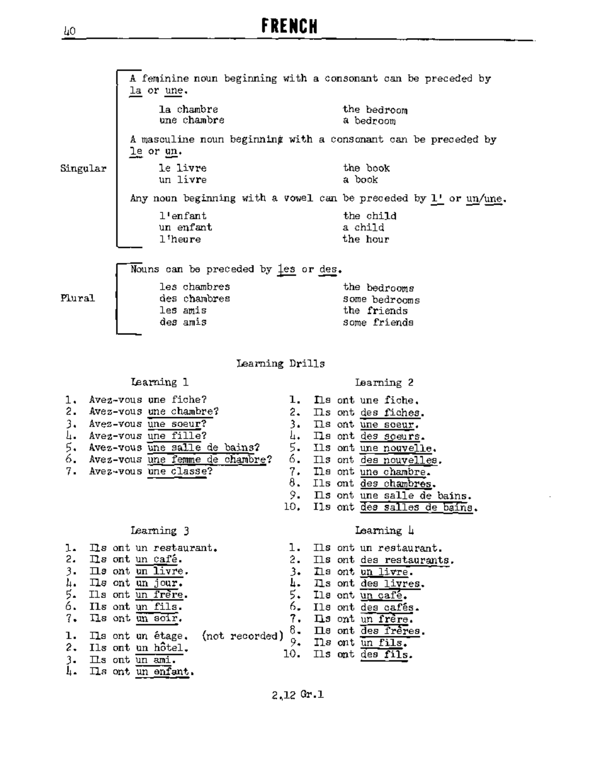 French notes-23 - Lecture Notes completed with textbook page numbers ...