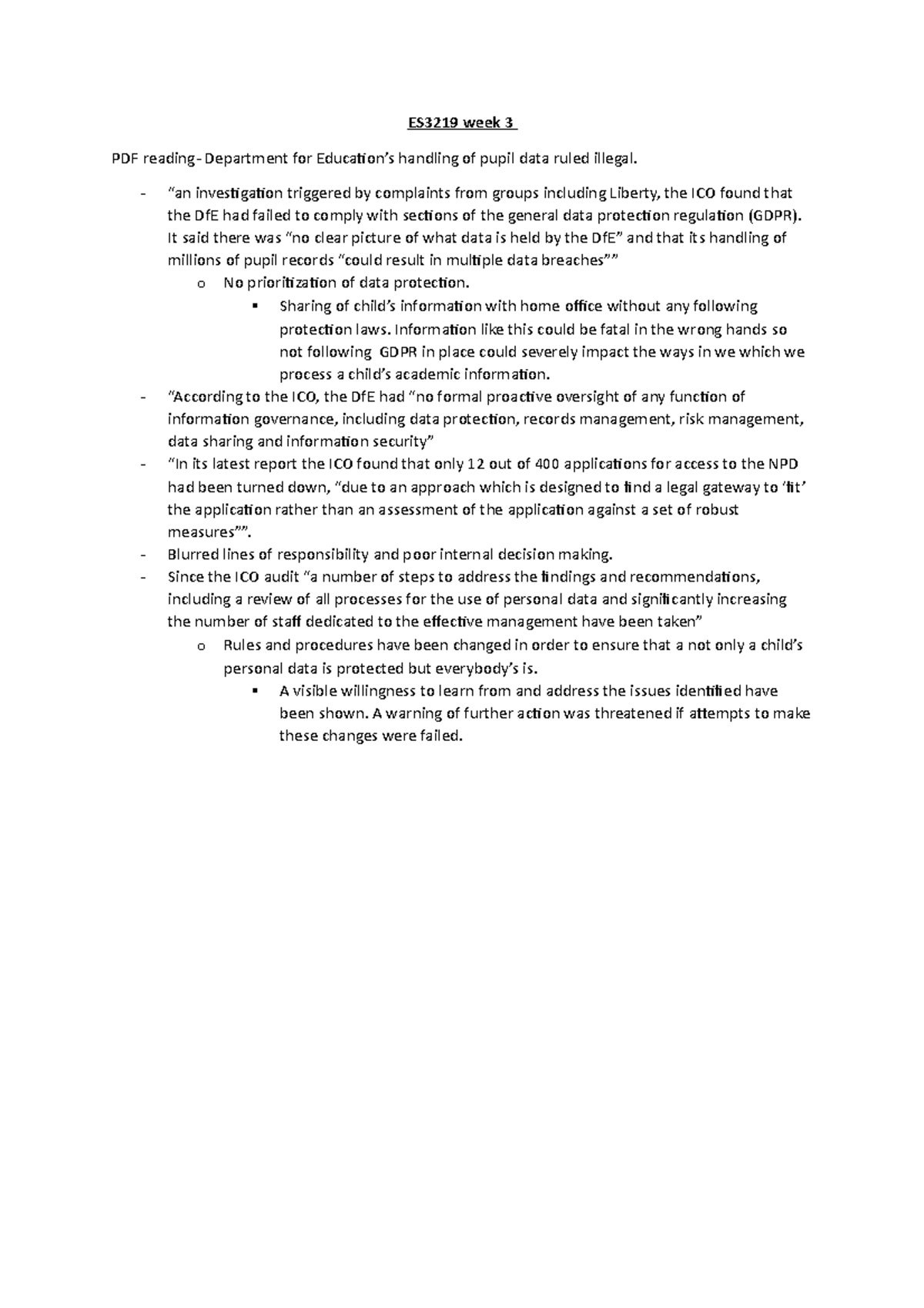 ES3219 week 3 - lecture notes - ES3219 week 3 PDF reading- Department ...