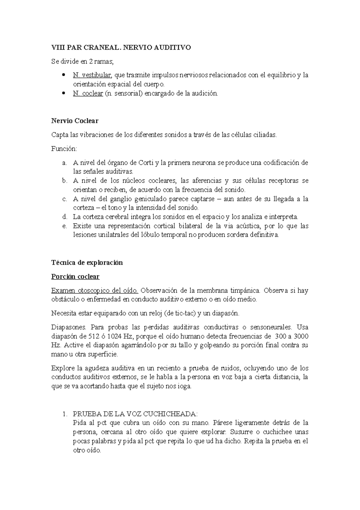 Resumo de SNC VIII PAR Craneal nervio auditivo - VIII PAR CRANEAL ...
