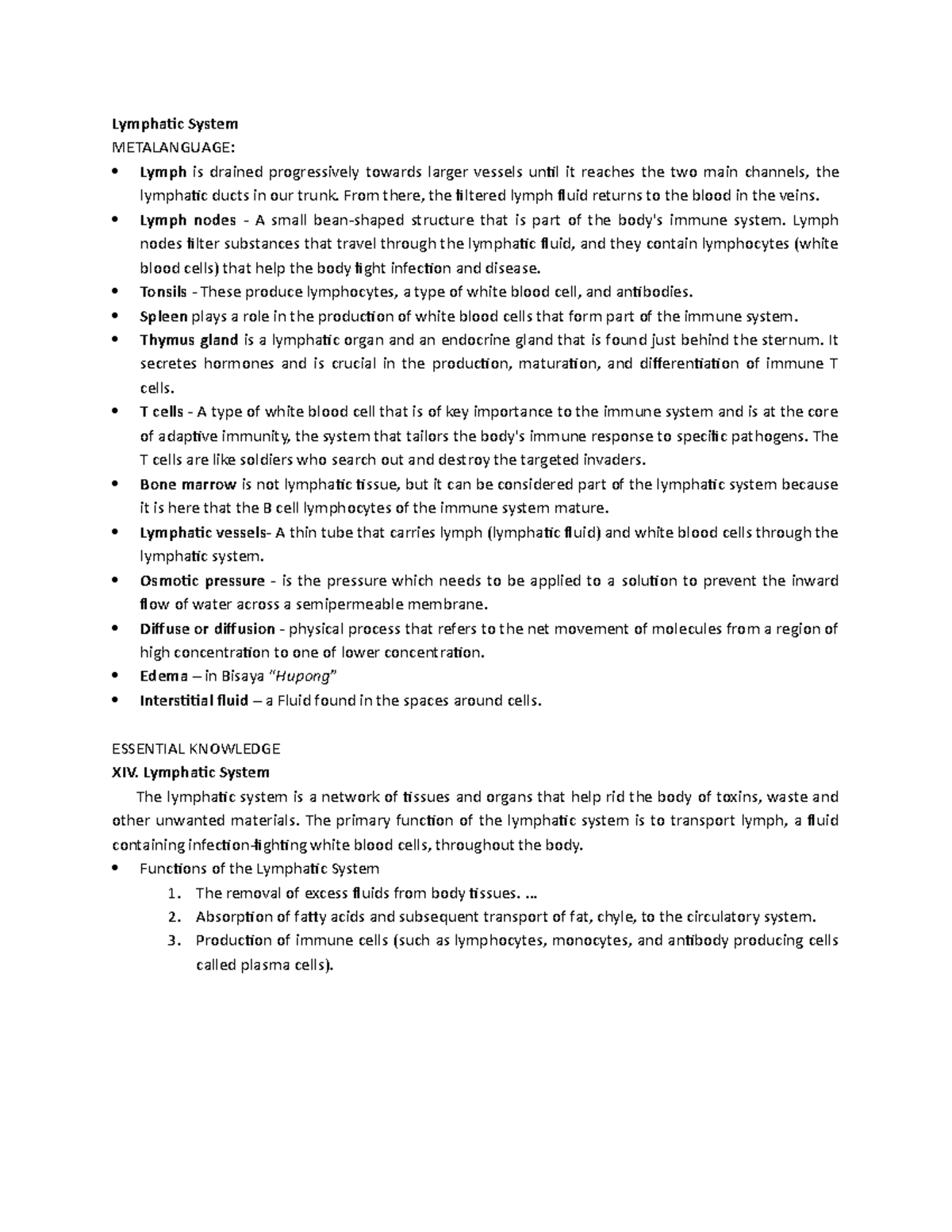 Lymphatic System - Lymphatic System METALANGUAGE: Lymph is drained ...